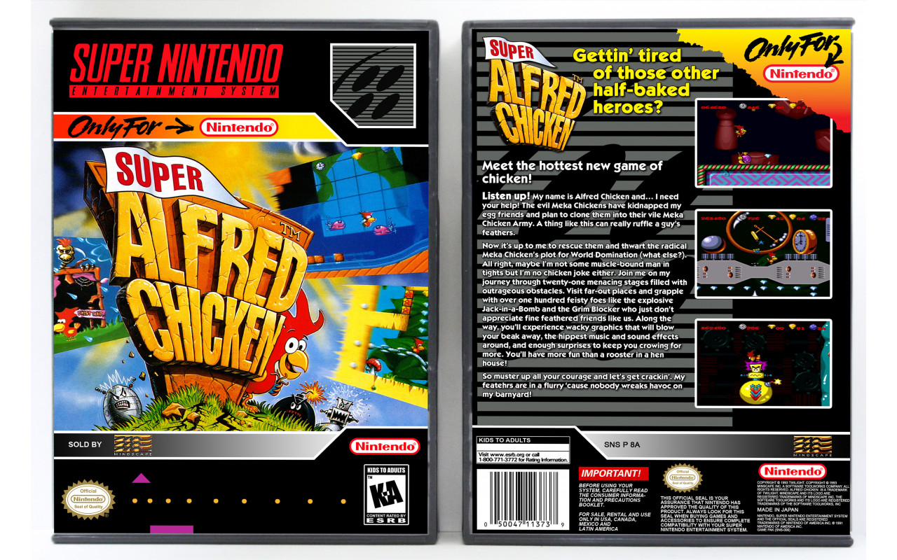 Gaming Relics - Super Nintendo - Vertical Style - Super Alfred Chicken