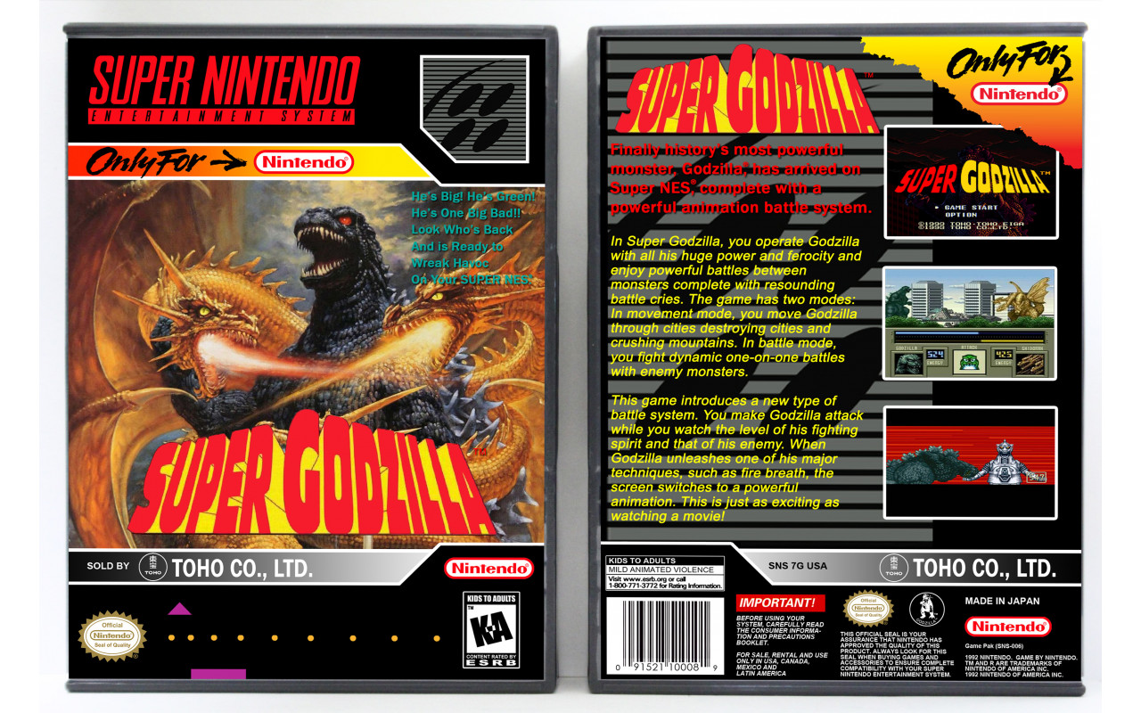 Gaming Relics - Super Nintendo - Vertical Style - Super Godzilla