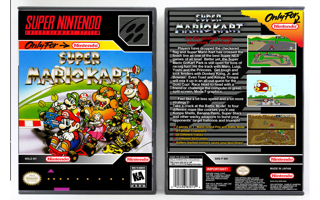 Gaming Relics - Super Nintendo - Vertical Style - Super Mario Kart