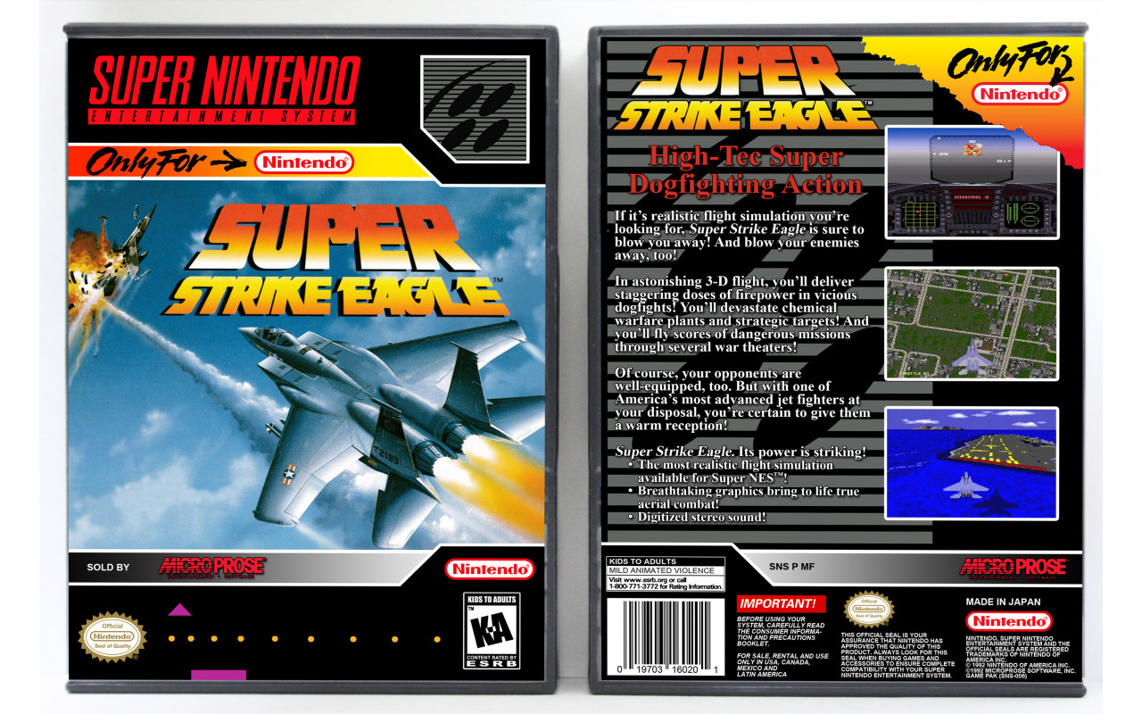 Gaming Relics - Super Nintendo - Vertical Style - Super Strike Eagle
