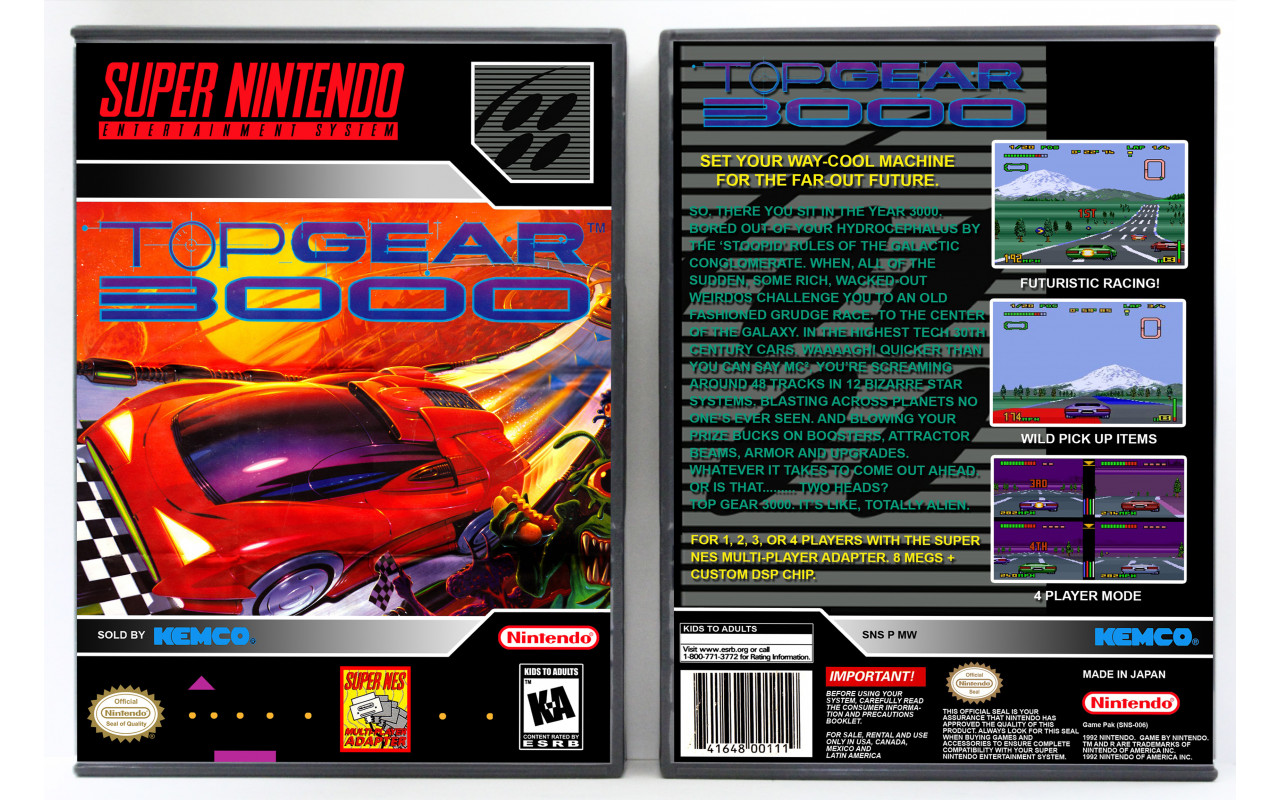 Gaming Relics - Super Nintendo - Vertical Style - Top Gear 3000