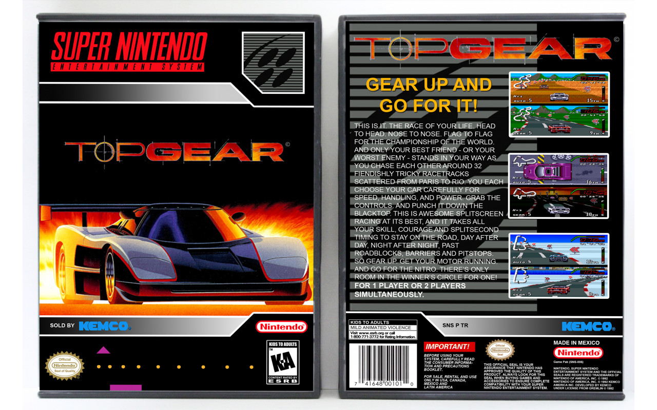 Gaming Relics - Super Nintendo - Vertical Style - Top Gear