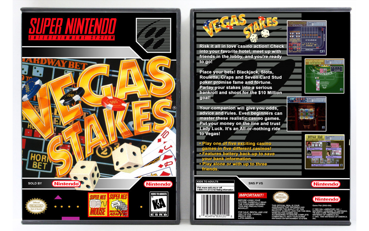 Gaming Relics - Super Nintendo - Vertical Style - Vegas Stakes