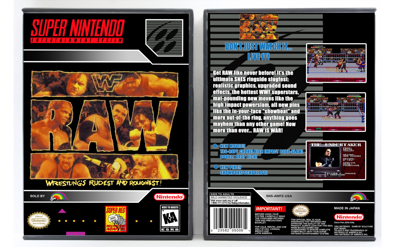 Gaming Relics - Super Nintendo - Vertical Style - WWF Raw