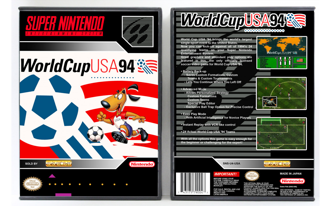 Gaming Relics - Super Nintendo - Vertical Style - World Cup USA 94
