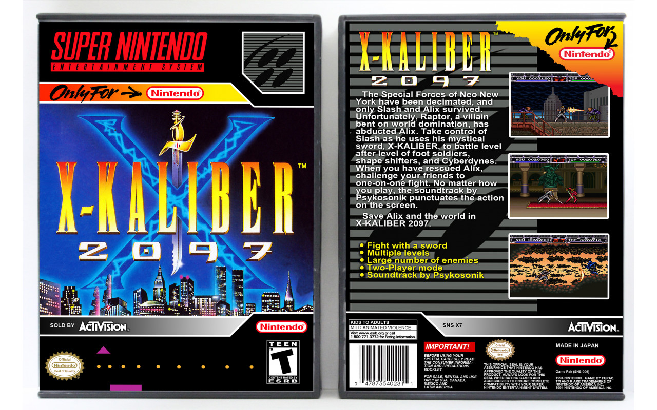 Gaming Relics - Super Nintendo - Vertical Style - X-Kaliber 2097