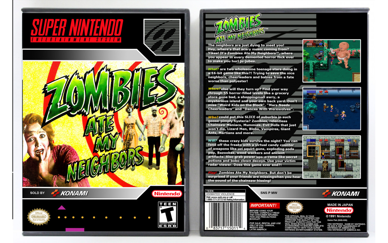 Gaming Relics - Super Nintendo - Vertical Style - Zombies Ate My Neighbors