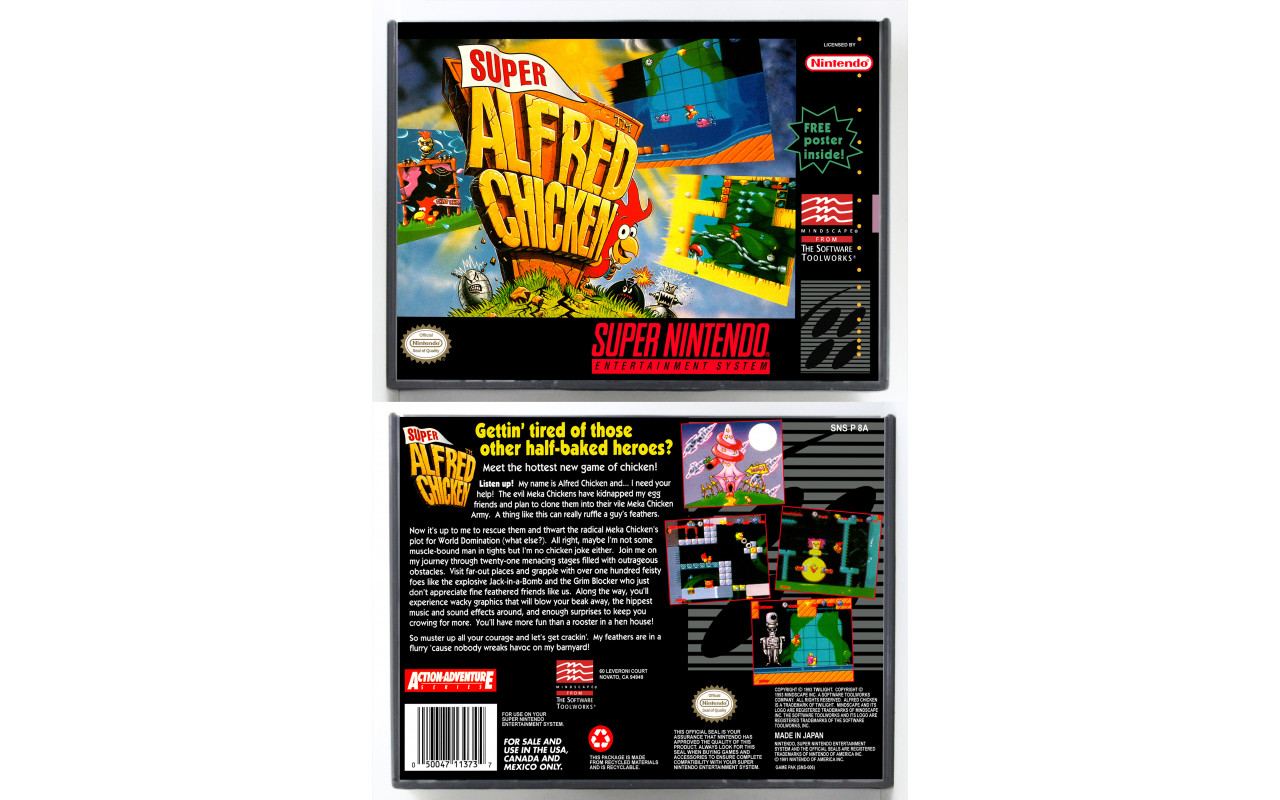 Gaming Relics - Super Nintendo - Retail Style - Super Alfred Chicken